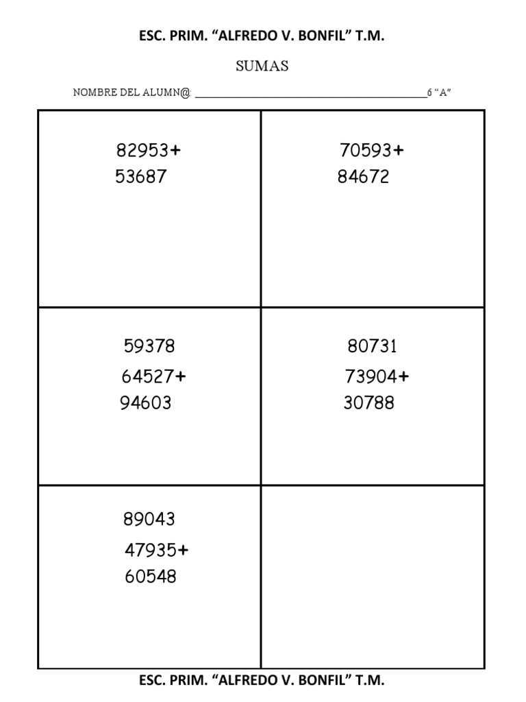 Operaciones Básicas Sexto A | PDF