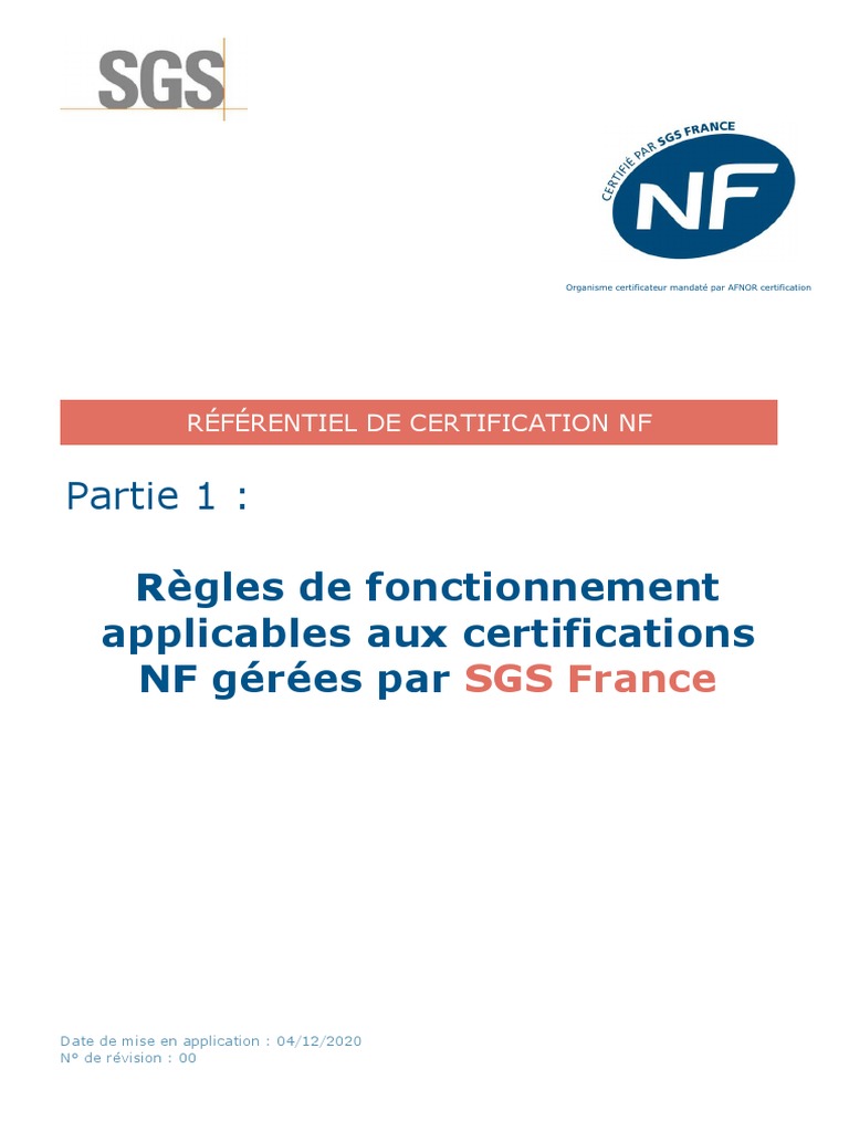 Regles de Certification - Certification NF - SGS | PDF | Audit | Marque