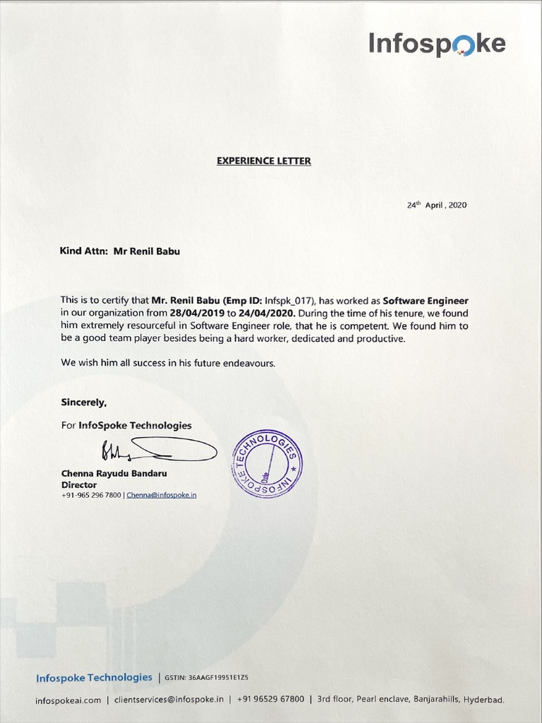 Experience Letter Sample 3 | PDF