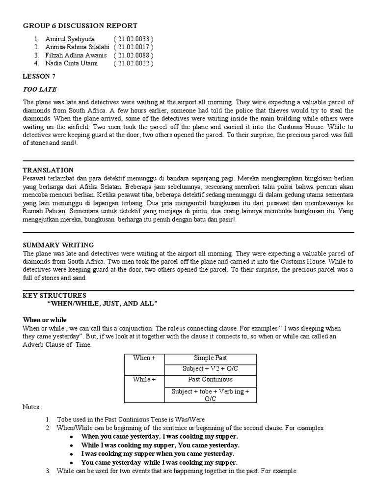 Lesson 7 Discussion Report (Right) | Download Free PDF | Adverb ...