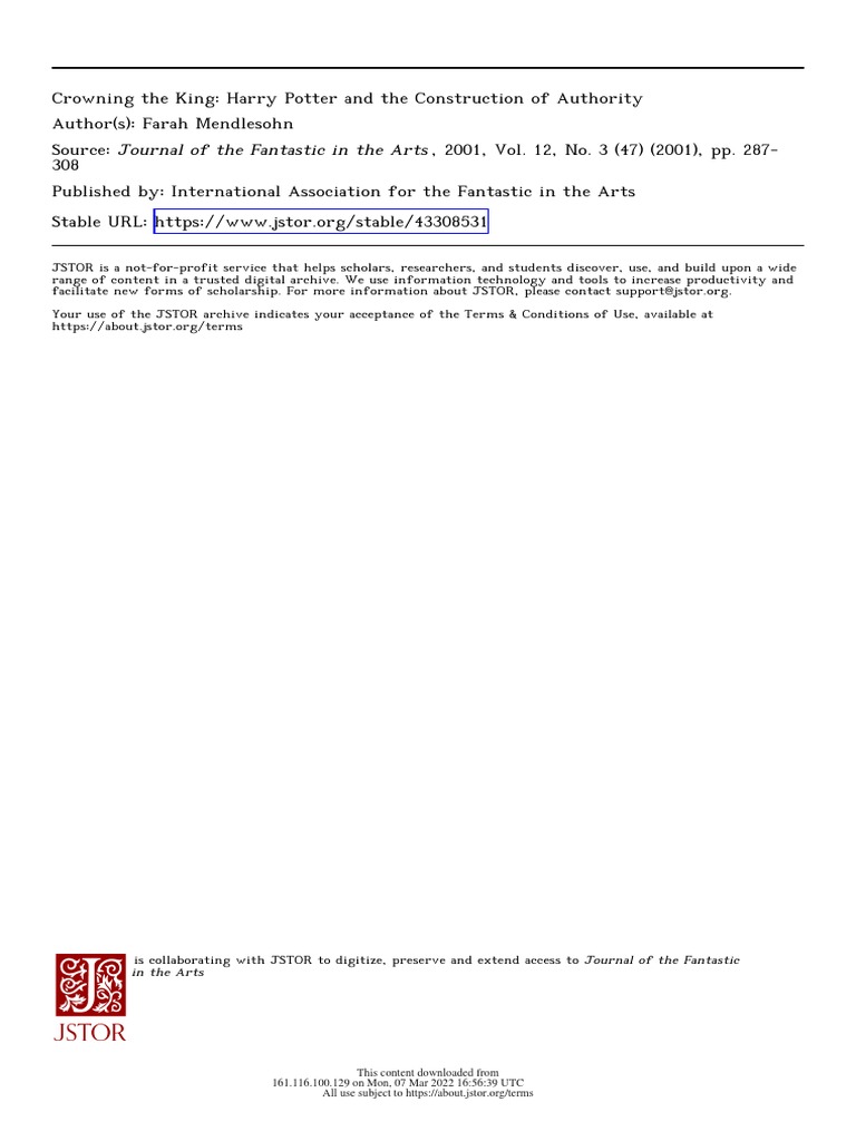 Crowning The King Harry Potter and The Construction of Authority | PDF ...
