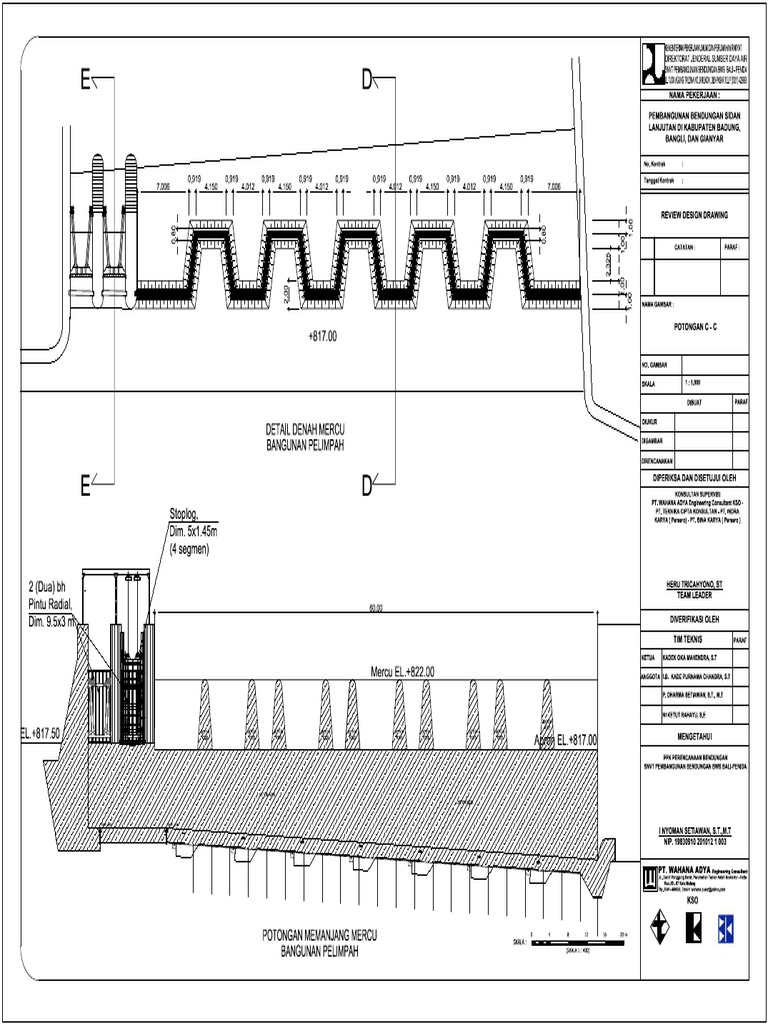 Denah Dan Potongan Pelimpah Samping Pintu Radial (5) - Layout1 | PDF
