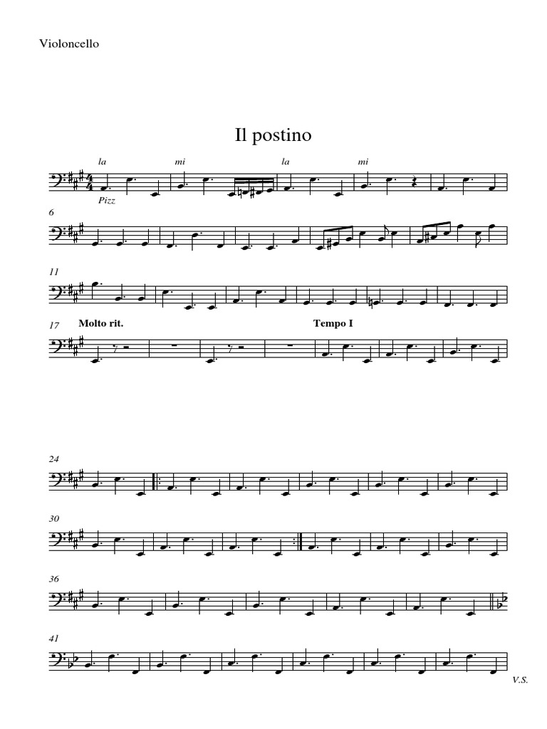 Il Postino Quintetto Violoncello | PDF