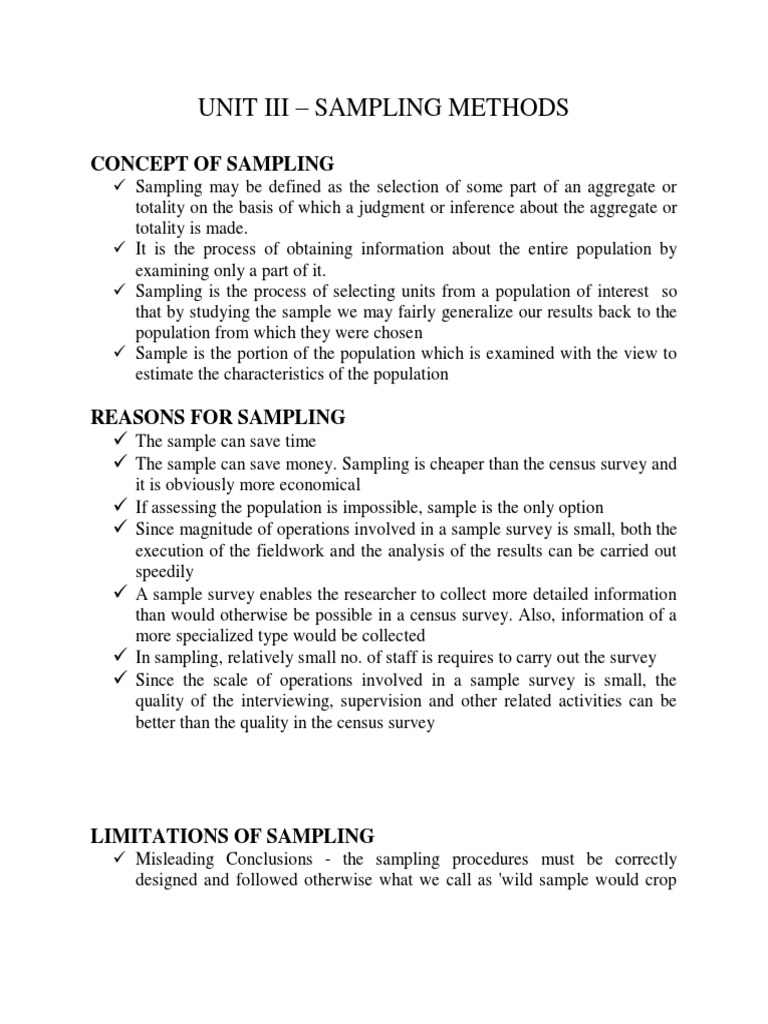 BRM Unit 3 | PDF | Survey Methodology | Sampling (Statistics)