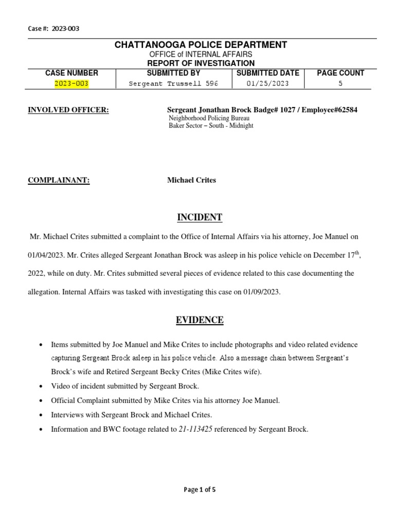 OIA Report of Investigation 2022-003 SGT Trussell 596 | PDF