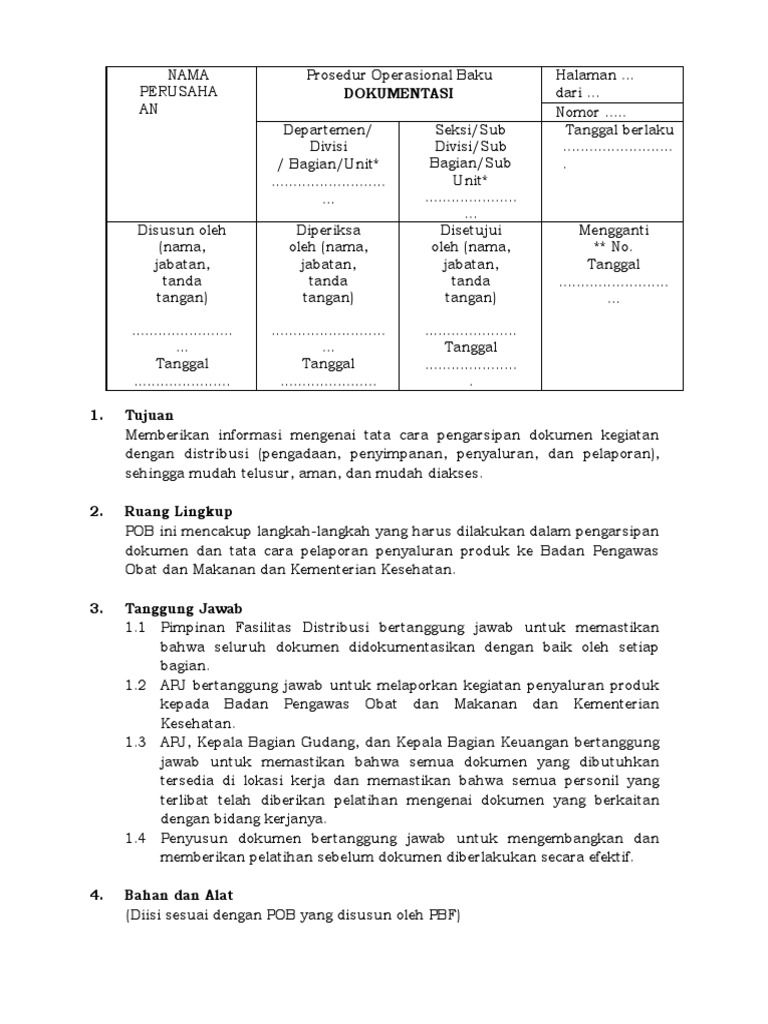 SOP Dokumentasi Dan Pelaporan | PDF