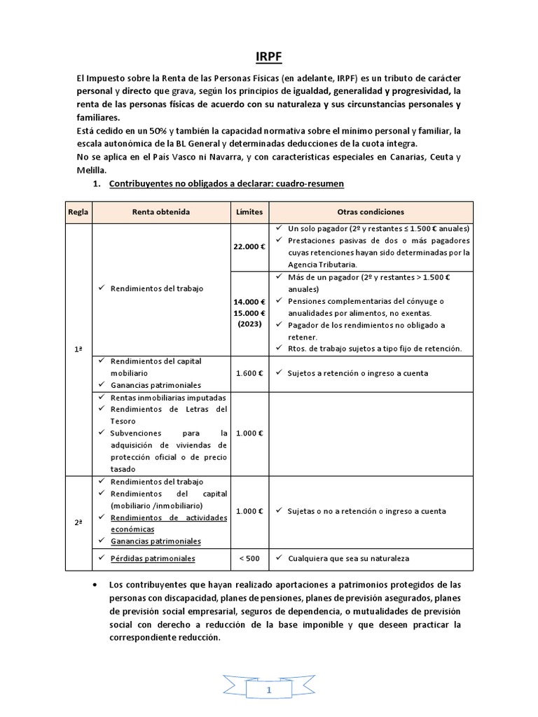 Tablas Del IRPF | PDF | Impuestos | Impuesto sobre la renta