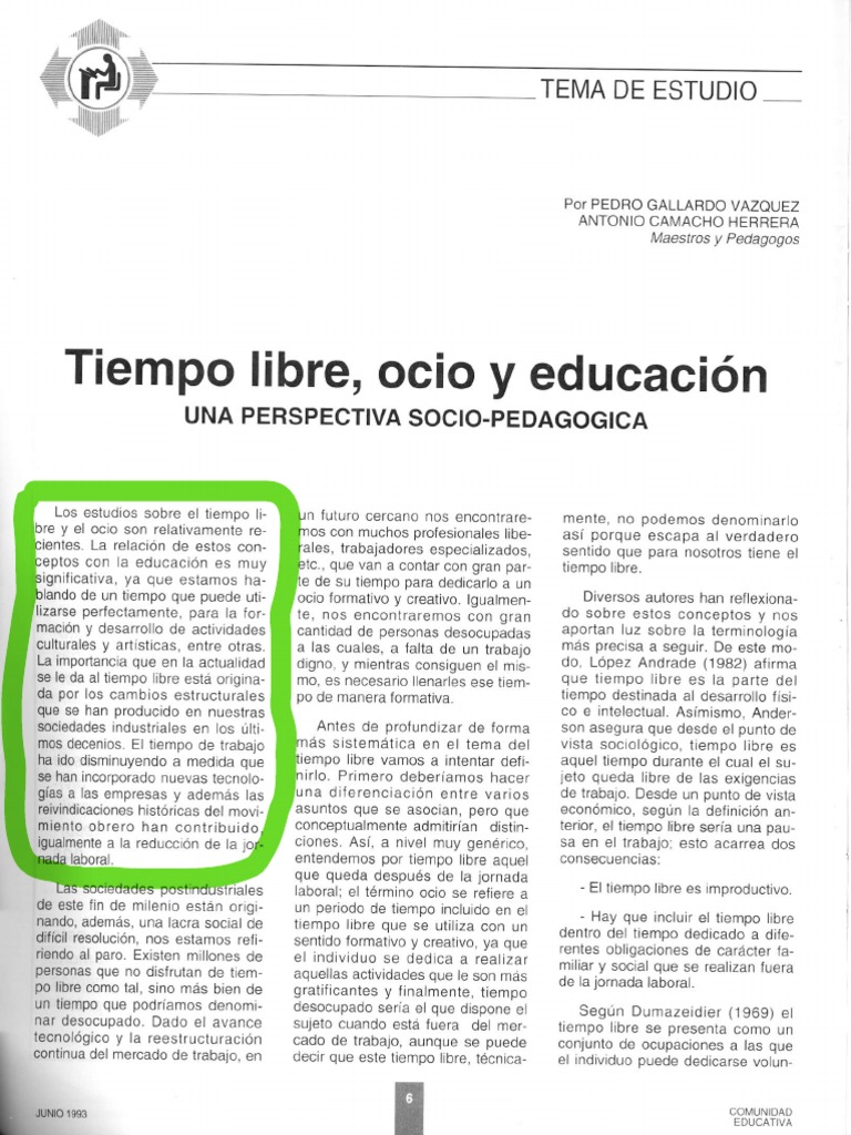Tiempo Libre, Ocio y Educacion0001 | PDF