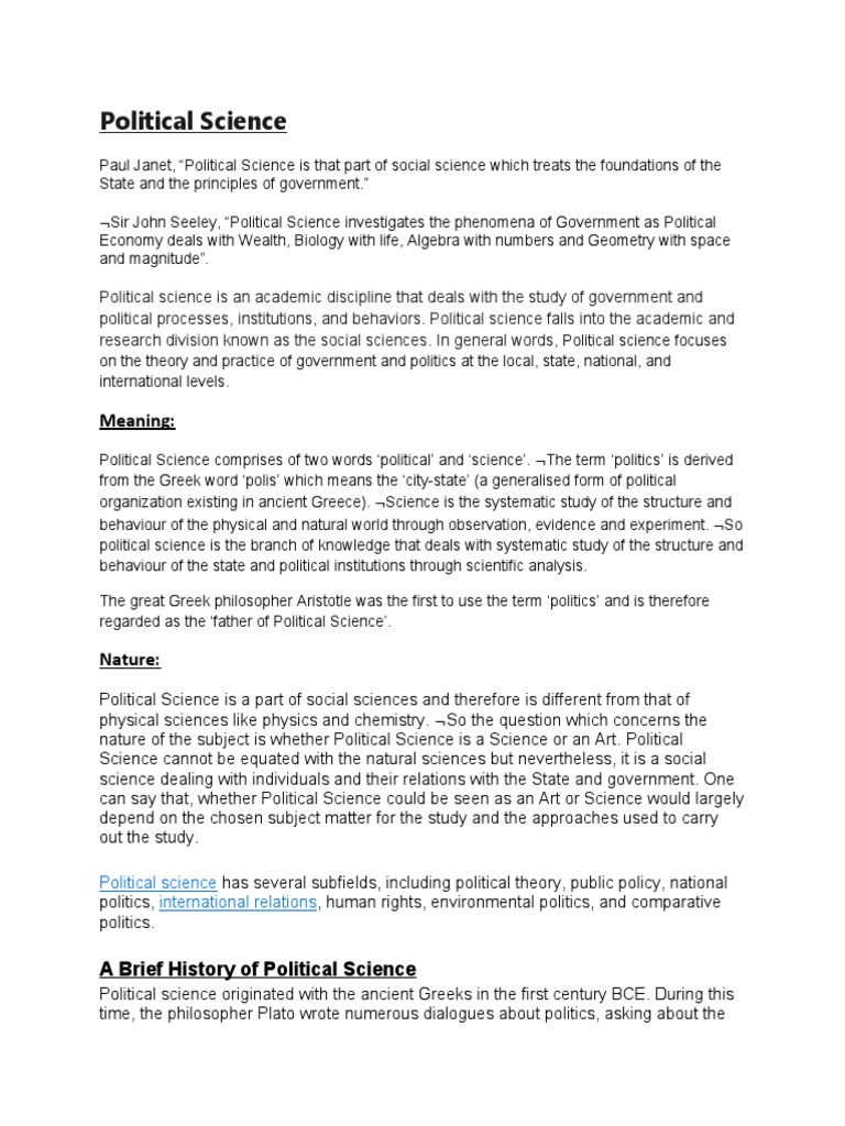 Political Science | PDF | Science | Political Science