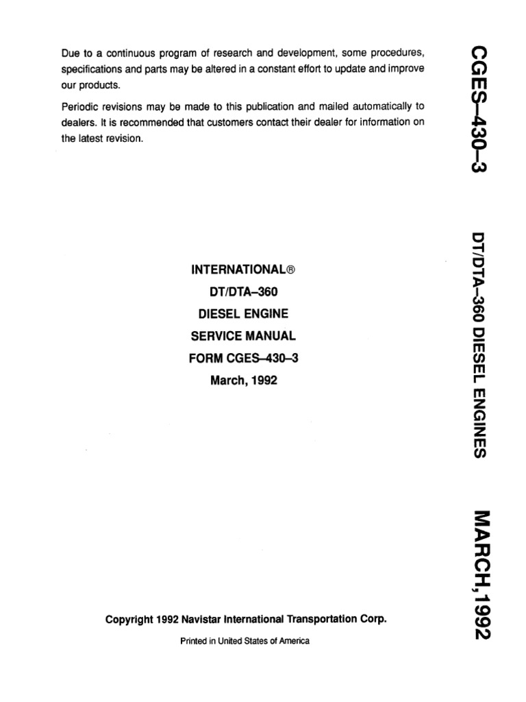 DT DTA-360 Engine Serivce Manual | PDF