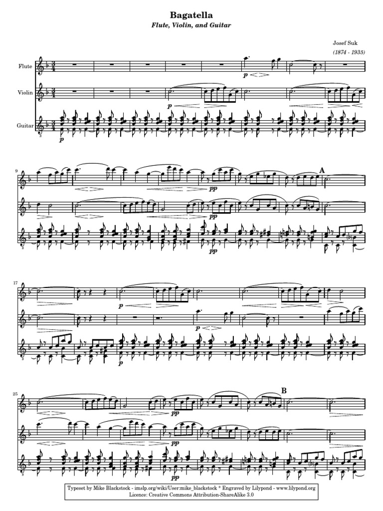 A Lighthearted Trio: A Musical Analysis of Josef Suk's Bagatella for Flute, Violin and Guitar ...