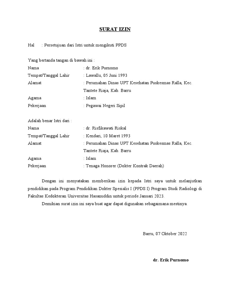 Surat Izin Dari Suami Pdf