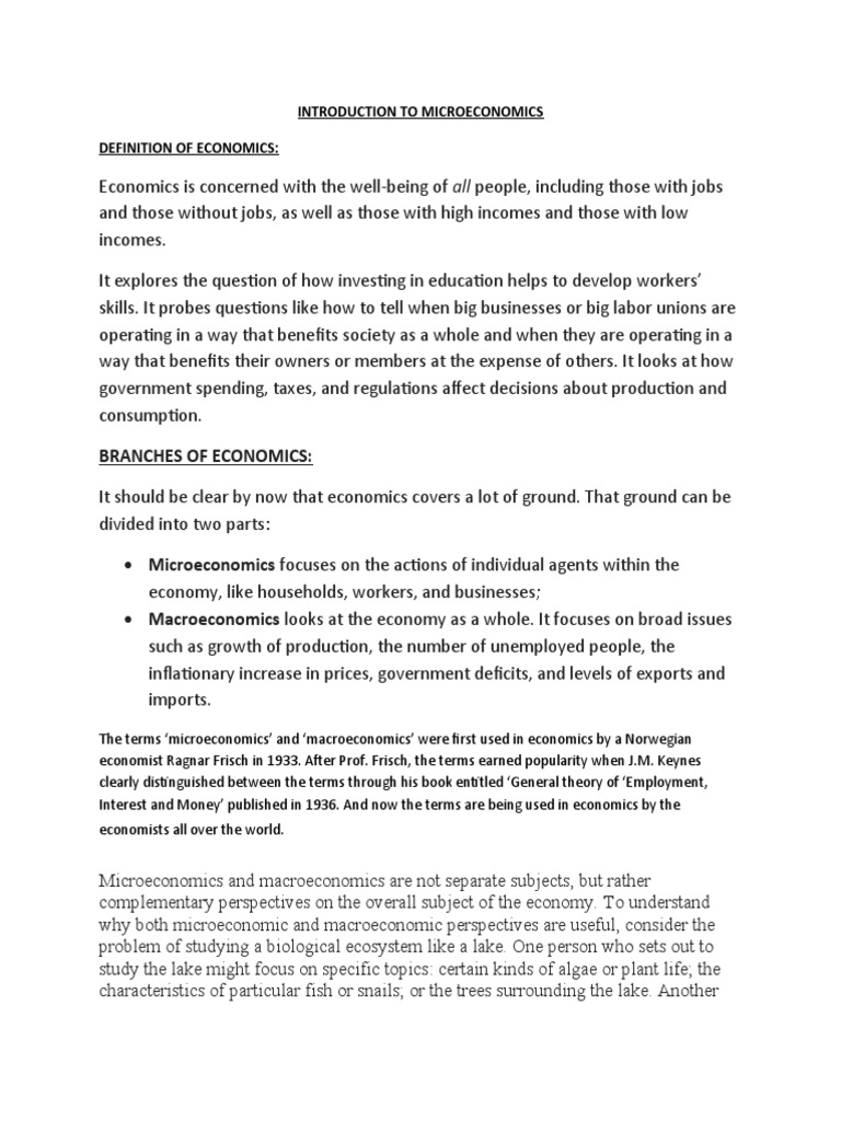 Introduction To Microeconomics | PDF | Economics | Microeconomics