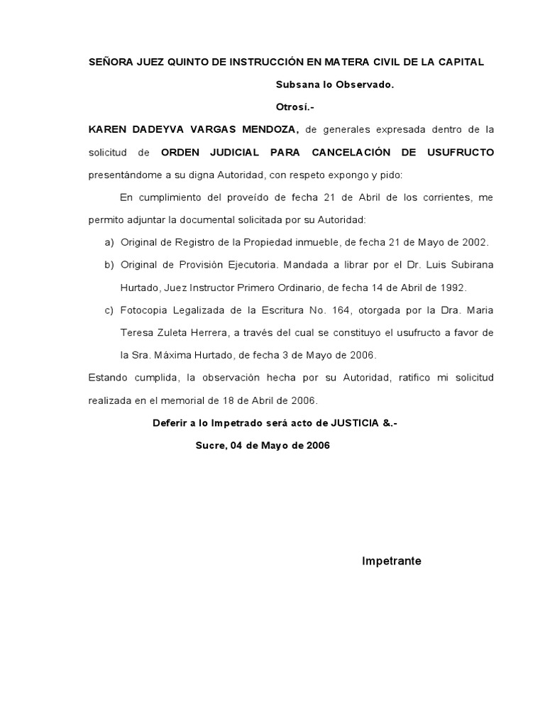 Subsana Lo Observado Karen Vargas | PDF