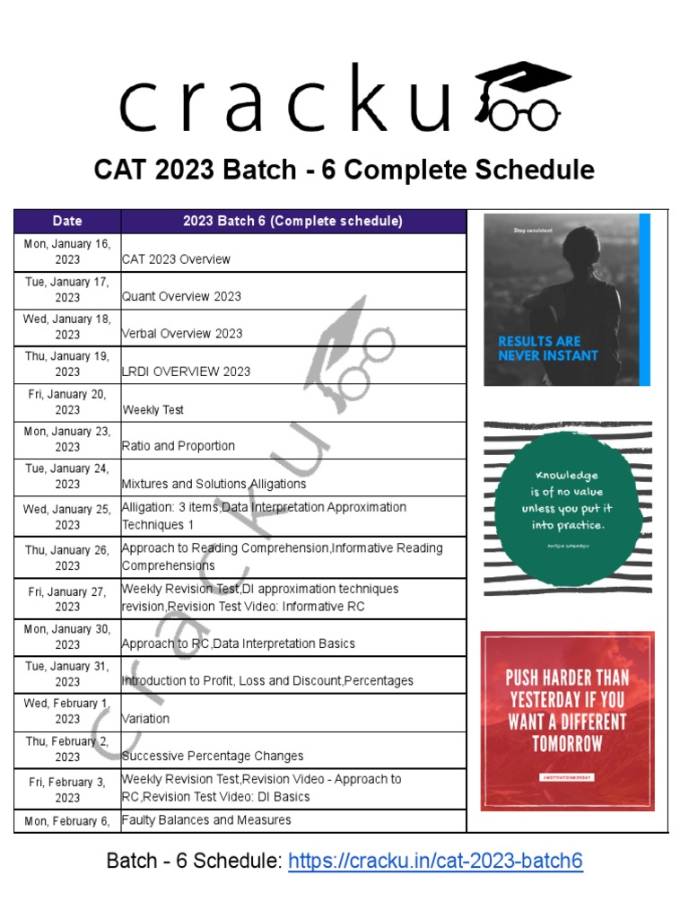 CAT 2023 Batch 6 Full Schedule | PDF | Triangle | Circle
