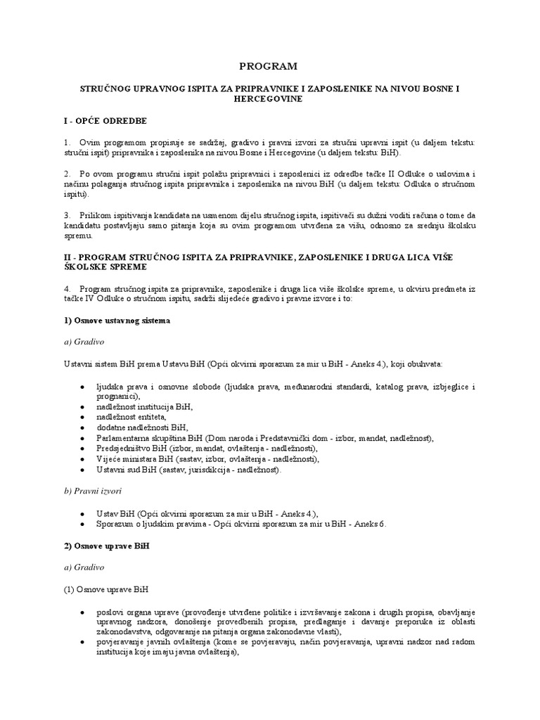 Program Strucnog Upravnog Ispita - 46-04 | PDF