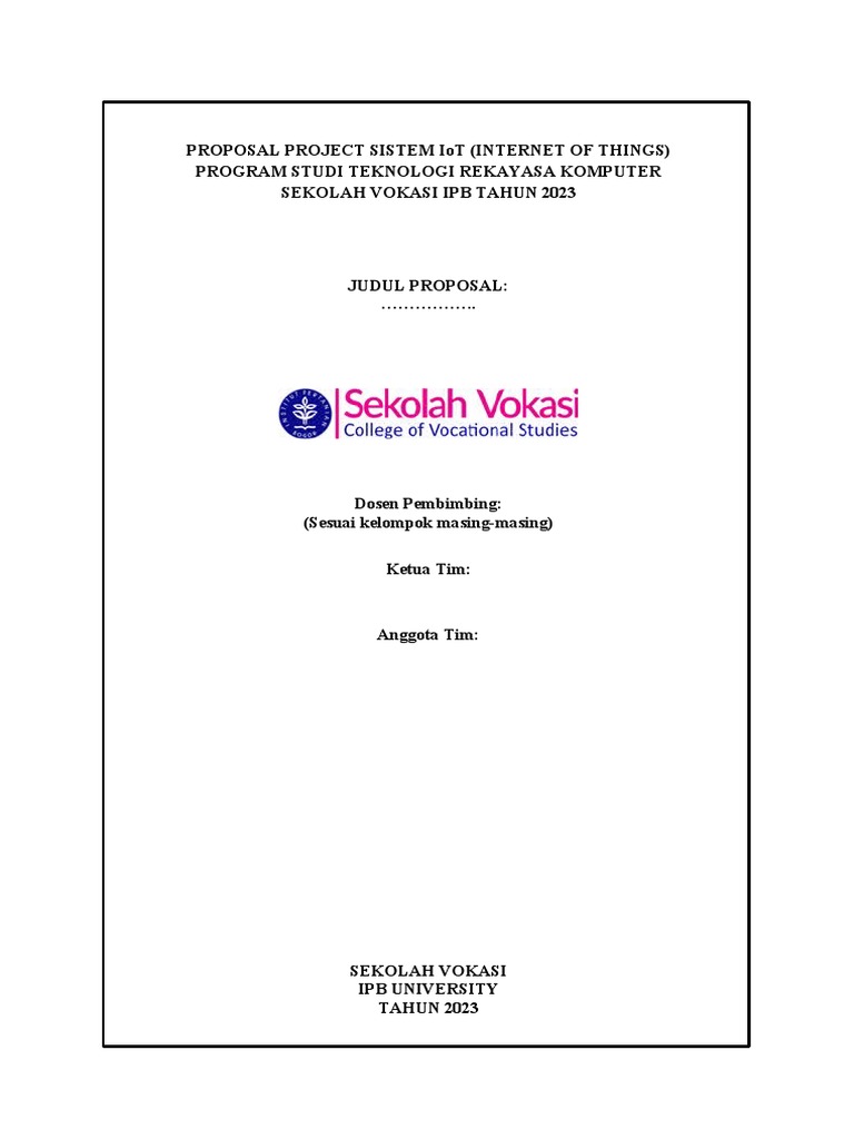 Proposal Project IoT Sekolah Vokasi IPB | PDF