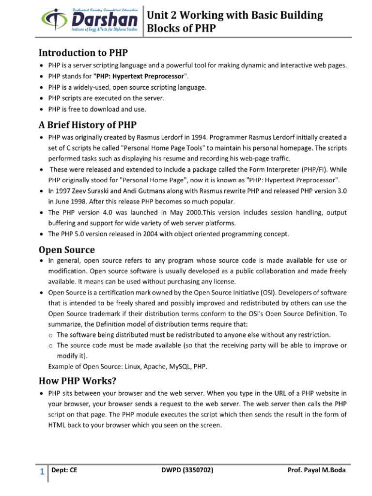 DWPD GTU Study Material E-Notes Unit-2 28092020065322AM | PDF