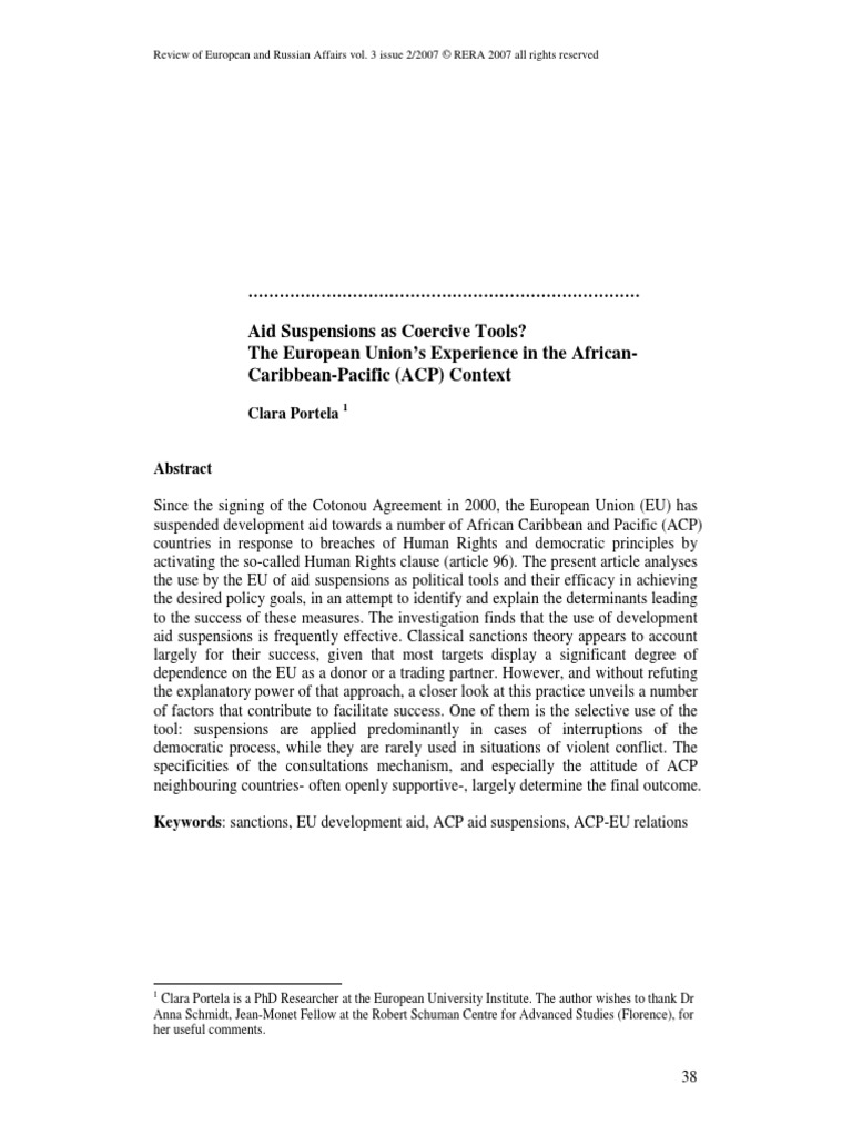 Portela 2007 Aid Suspensions As Coercive Tools | PDF | European Union ...