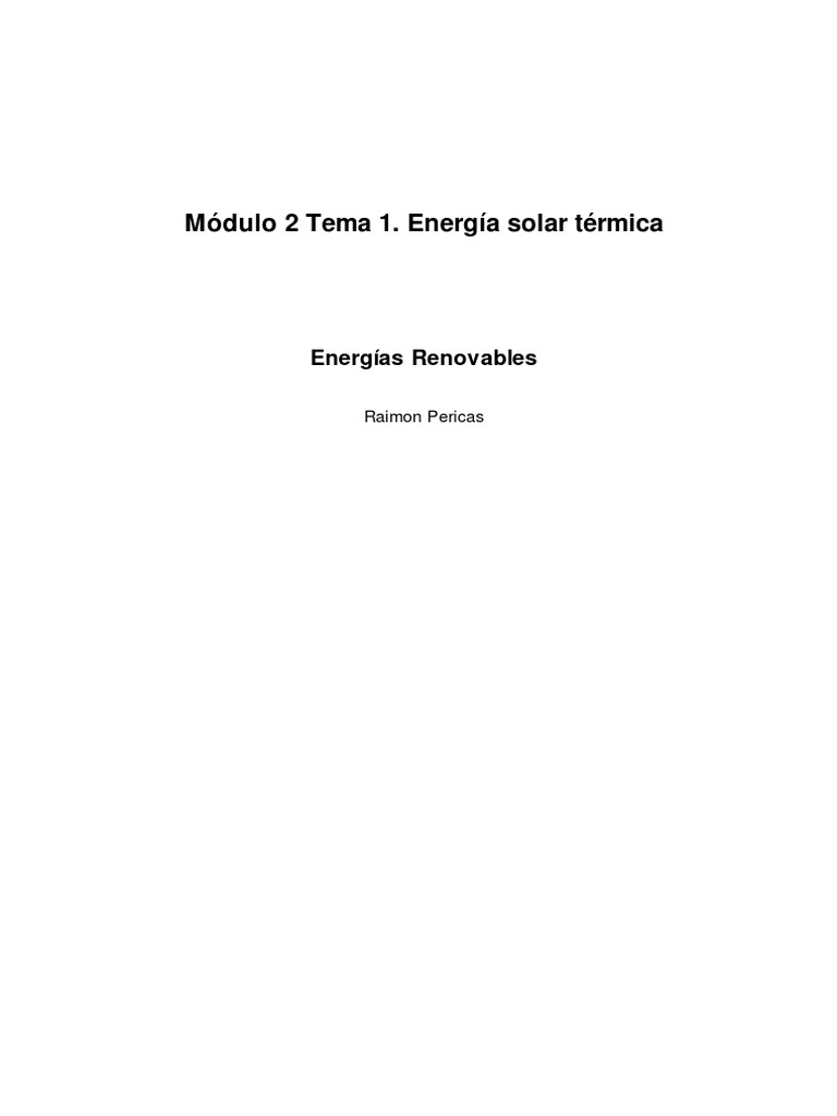 Módulo 2 Tema 1. Energía Solar Térmica | PDF | Energía solar | Aislamiento térmico