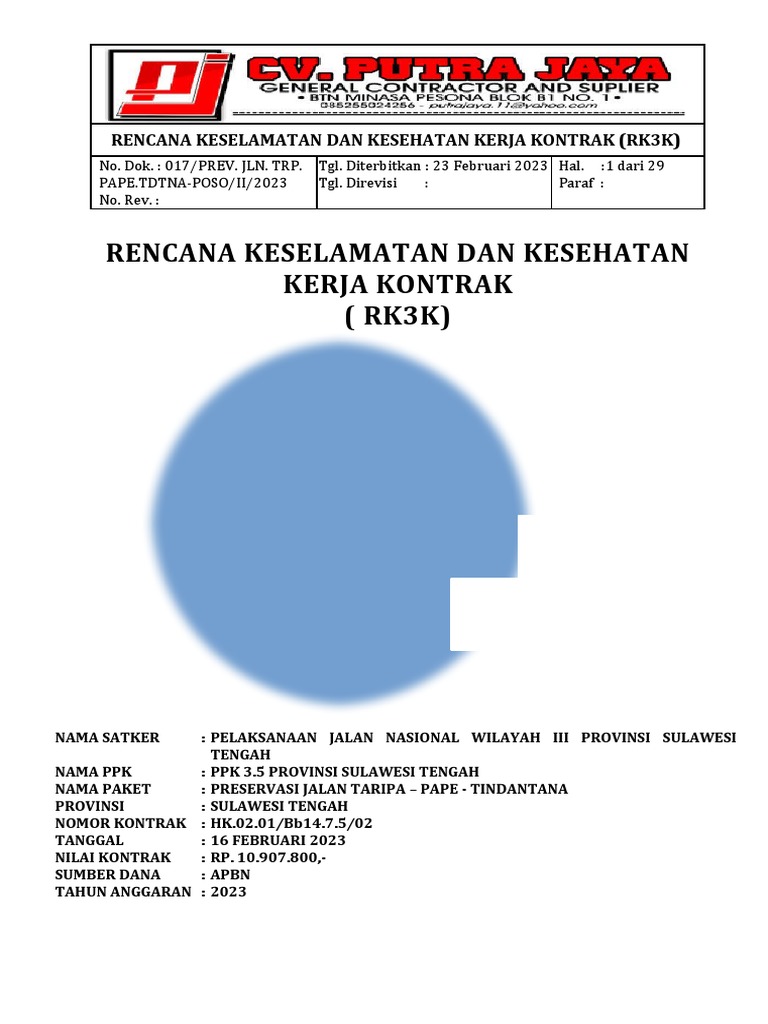 RK3K: Rencana Kesehatan Kerja Konstruksi | PDF | Sains & Matematika