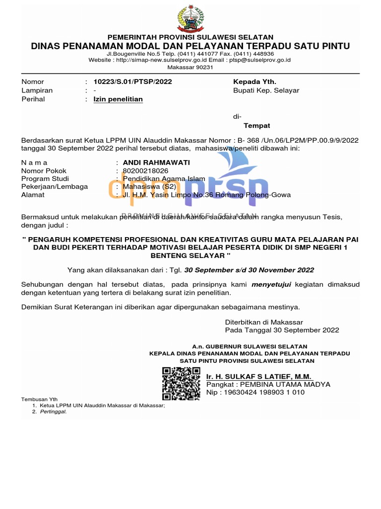 PTSP Penelitian | PDF