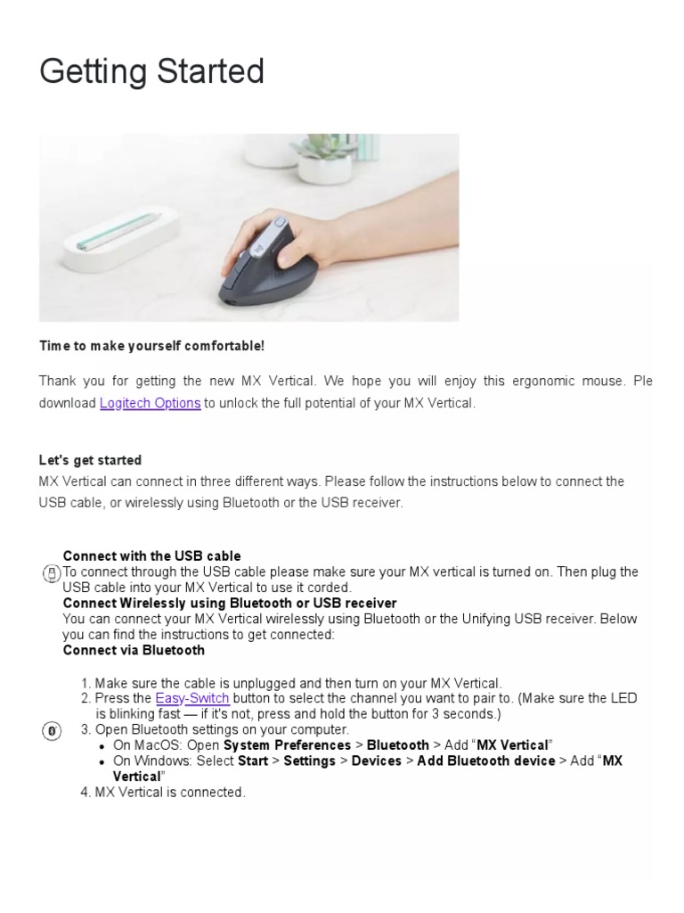 Manual Logitech MX Vertical (5 Páginas) | PDF