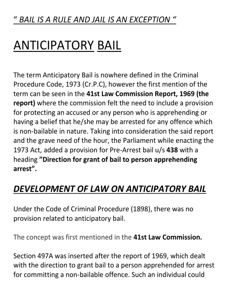 Development of the Law on Anticipatory Bail in India: Balancing ...