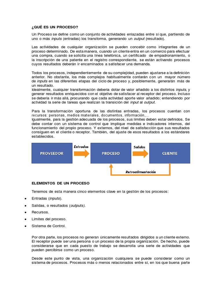 Definición y Elementos de un Proceso | PDF | Calidad (comercial) | Business