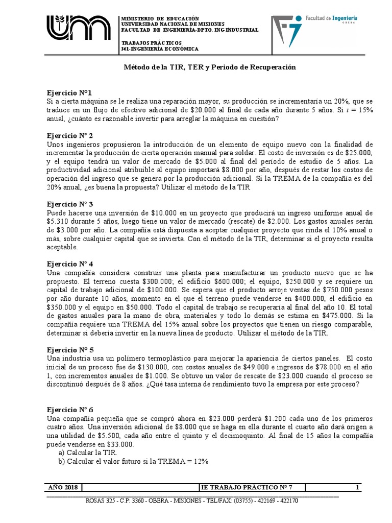 IE2018 TPNro 7 | PDF | Inversiones | Economias