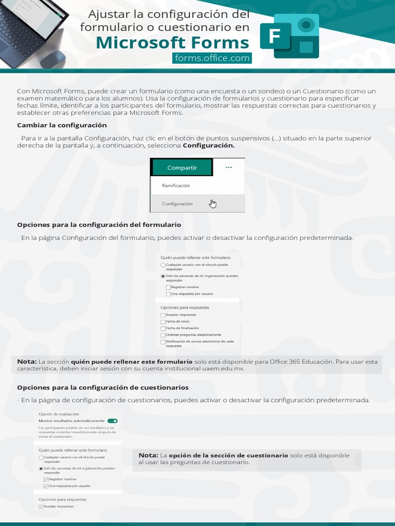 Configuración de Formularios en Microsoft Forms | PDF | Cuestionario ...