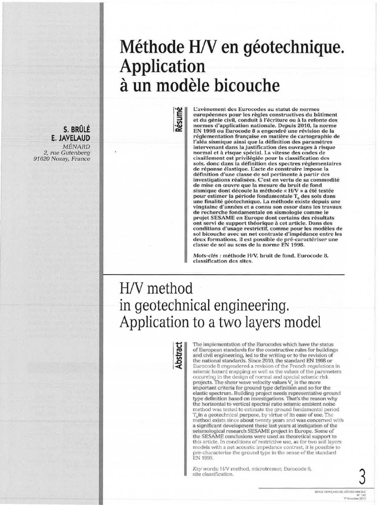 Méthode H-V en Géotechnique - Application À Un Modèle Bicouche | PDF | Tremblements de terre ...