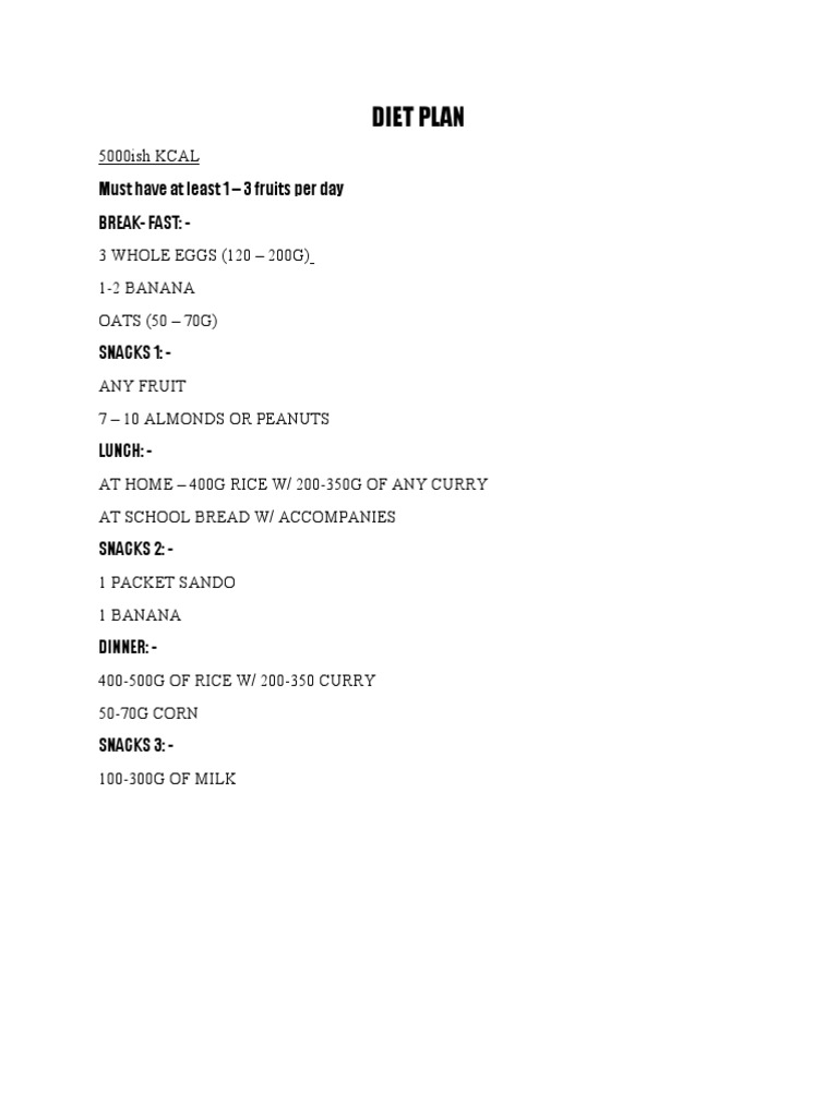 Diet Plan | PDF