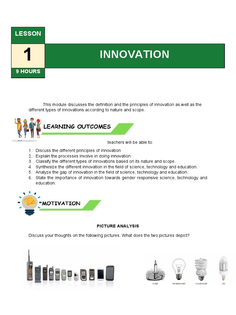 CARESS 102 Module 1 Lesson 1 Innovation 1 | PDF | Design Thinking | Innovation