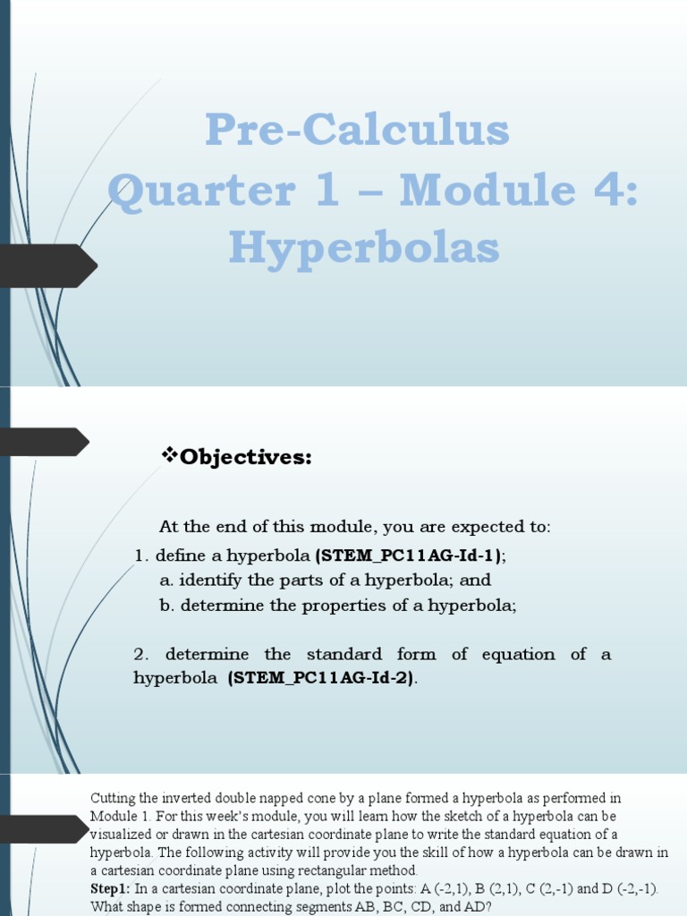 Understanding Hyperbolas in Pre-Calculus | PDF | Ellipse | Mathematical ...