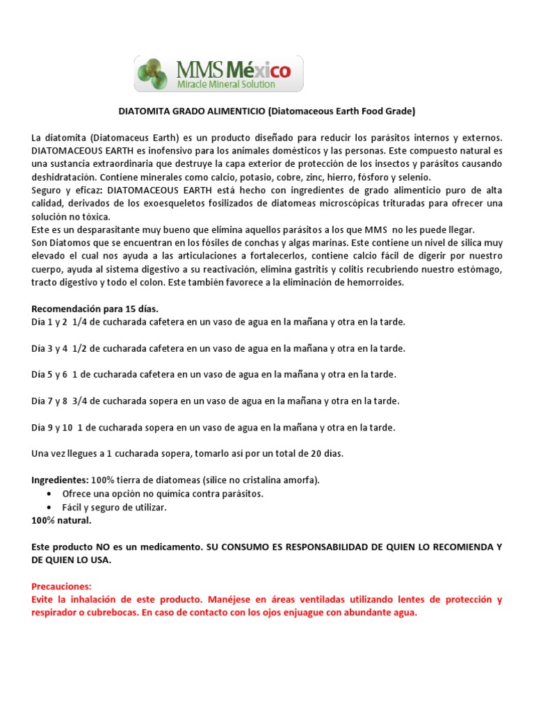 Diatomita Grado Alimenticio | PDF | Hogar, jardinería y bricolaje | Salud y bienestar
