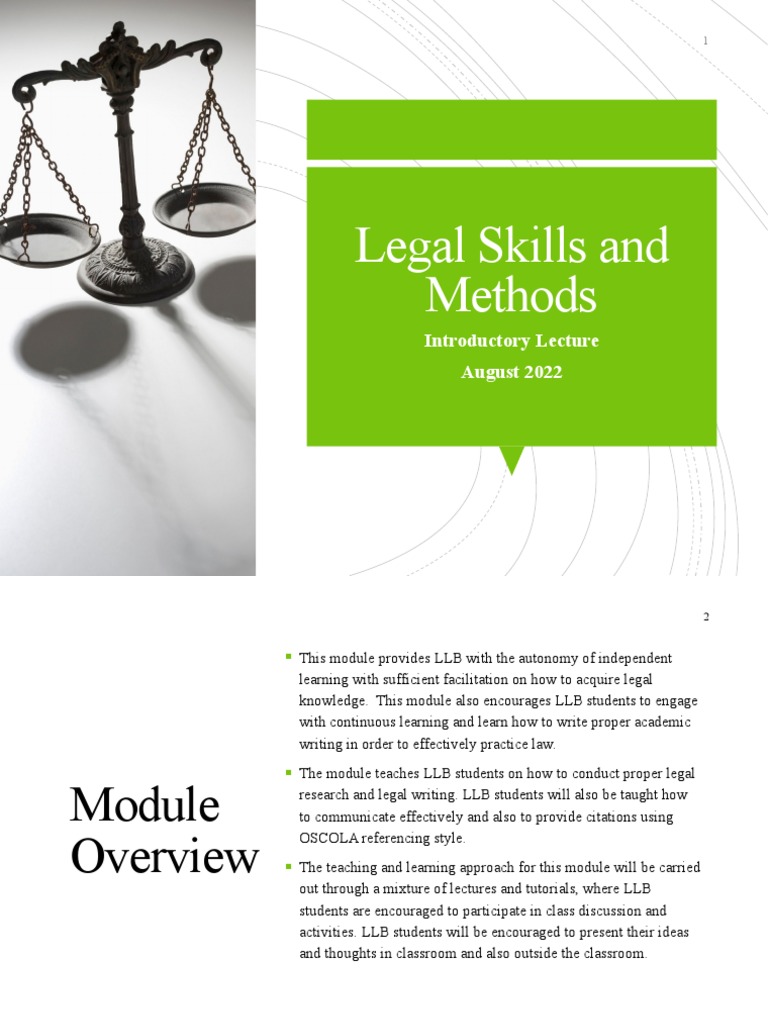 Week 1 - Module Introduction (Legal Skills Methods) | PDF | Lecture ...