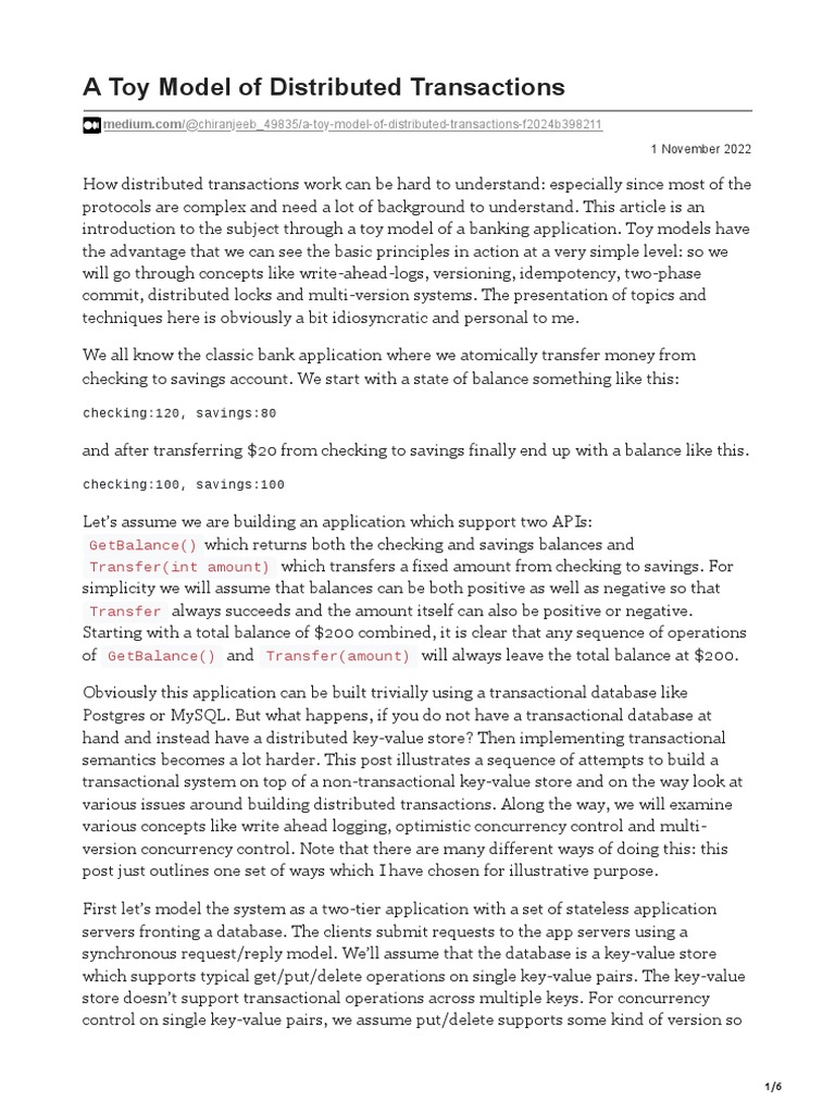 A Toy Model of Distributed Transactions | PDF | Database Transaction ...