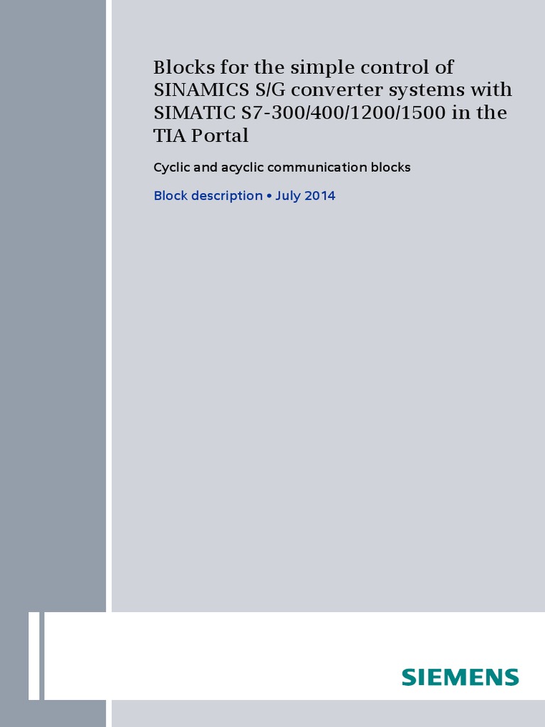 SIMATIC S7-1200 - Sinamics Blocks TIA Portal | PDF | Legal Liability | Parameter (Computer ...