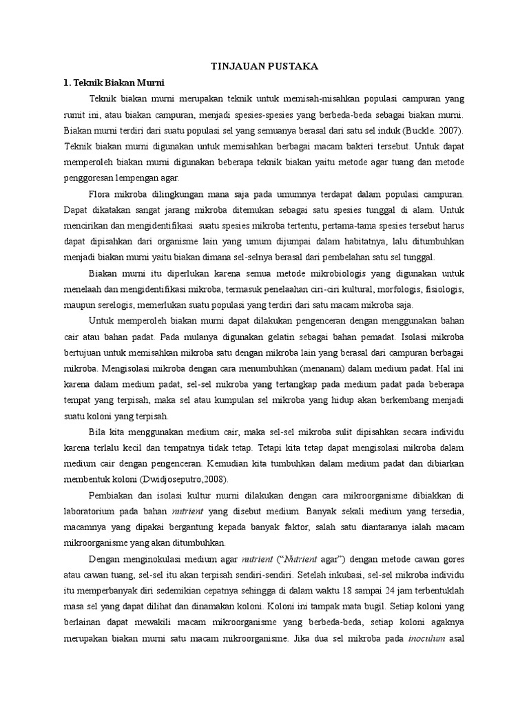 TINJAUAN PUSTAKA TEKNIK BIAKAN MURNI | PDF