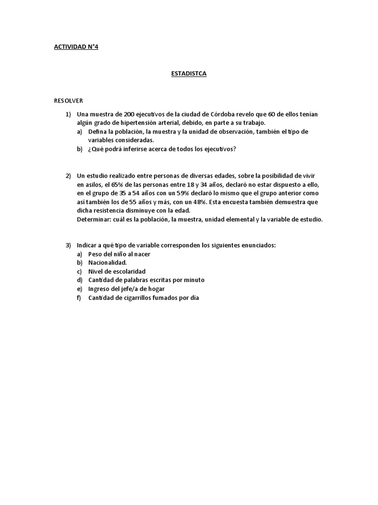 ACTIVIDAD N°4 Estadistica | PDF