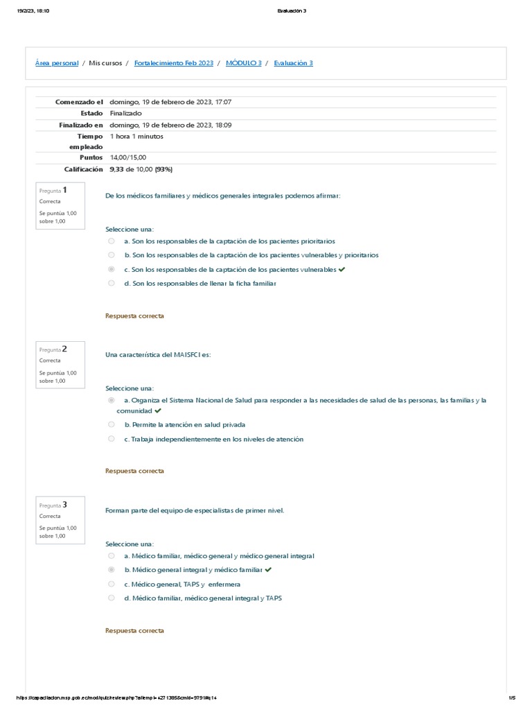 Resultados de la Evaluación 3 sobre conceptos básicos del Modelo de Atención Integral en Salud ...