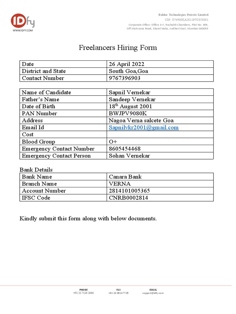 Hiring Form | PDF