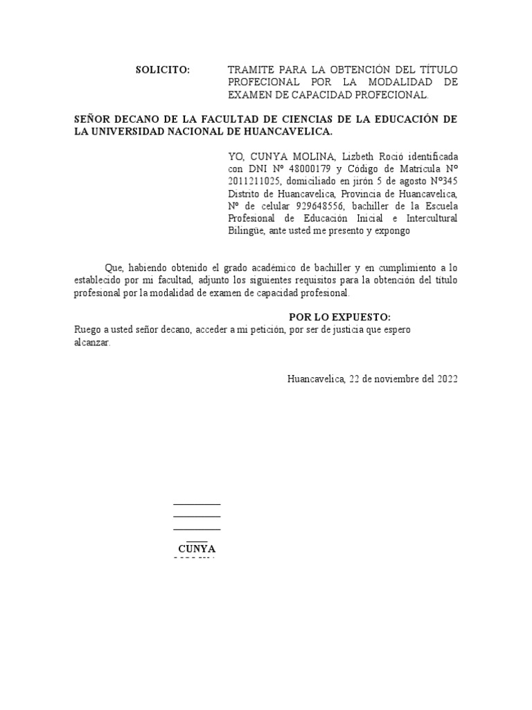 MODELO DE SOLICITUD Decano | PDF