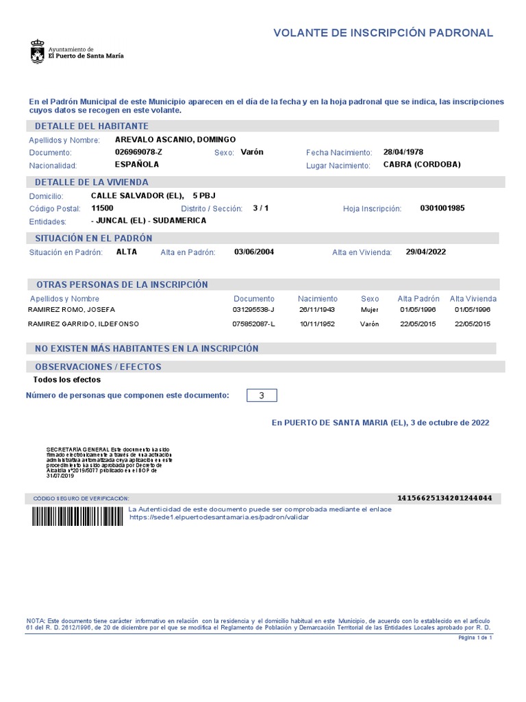 Documento PADRON | PDF | Gobierno
