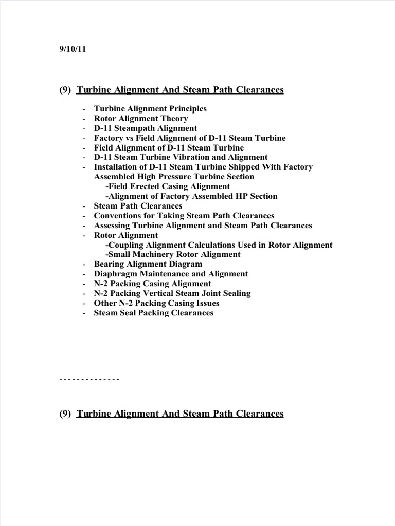 Turbine Alignment & Steam Path Guide | PDF | Turbine | Bearing (Mechanical)