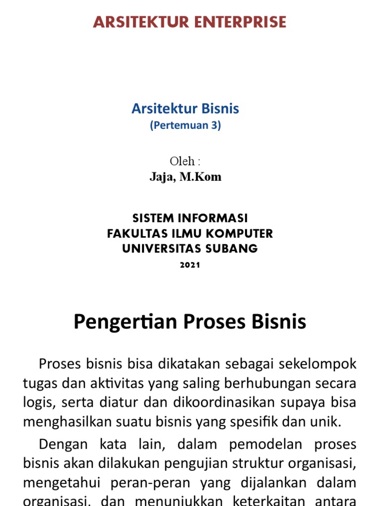 Arsitektur Enterprise Sesi 3 Arsitektur Bisnis | PDF