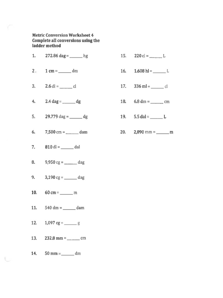 Metric Conversions Extra Practice | PDF