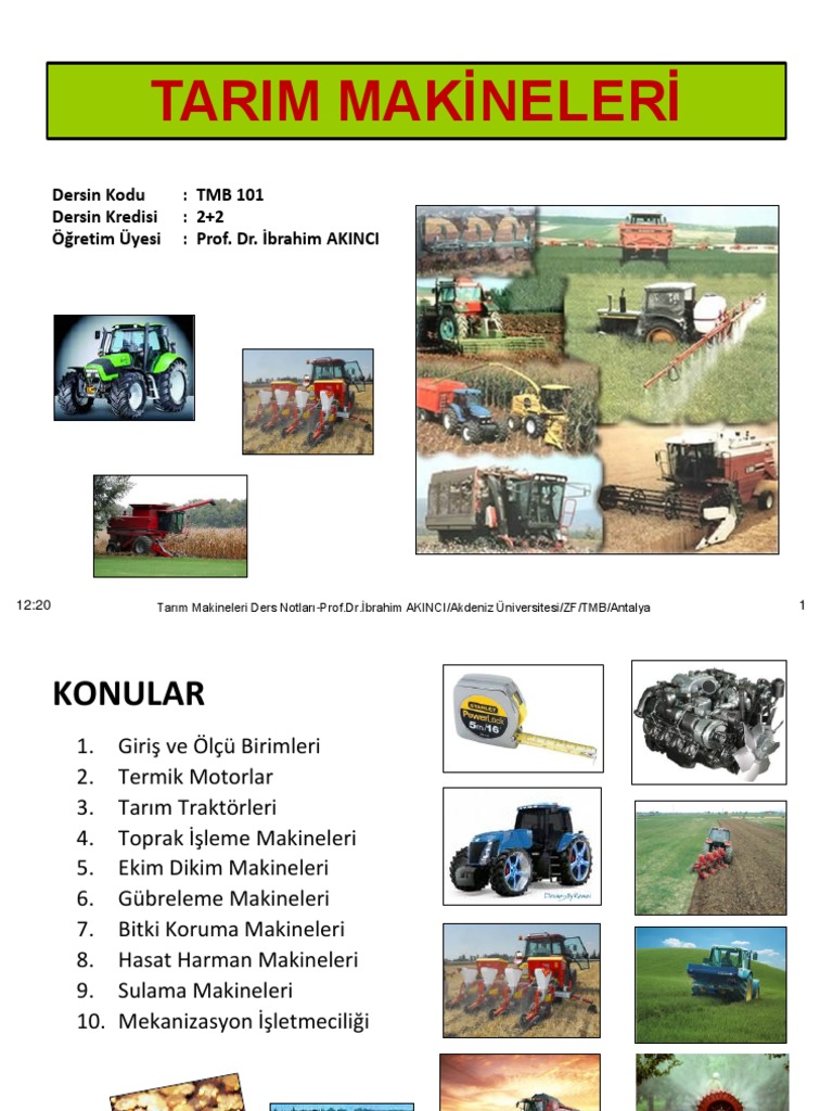 Tarim Maki̇neleri̇ Ders Notlari | PDF