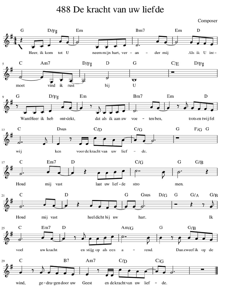 488 de Kracht Van Uw Liefde Sheet Music For Piano (Solo) | PDF ...